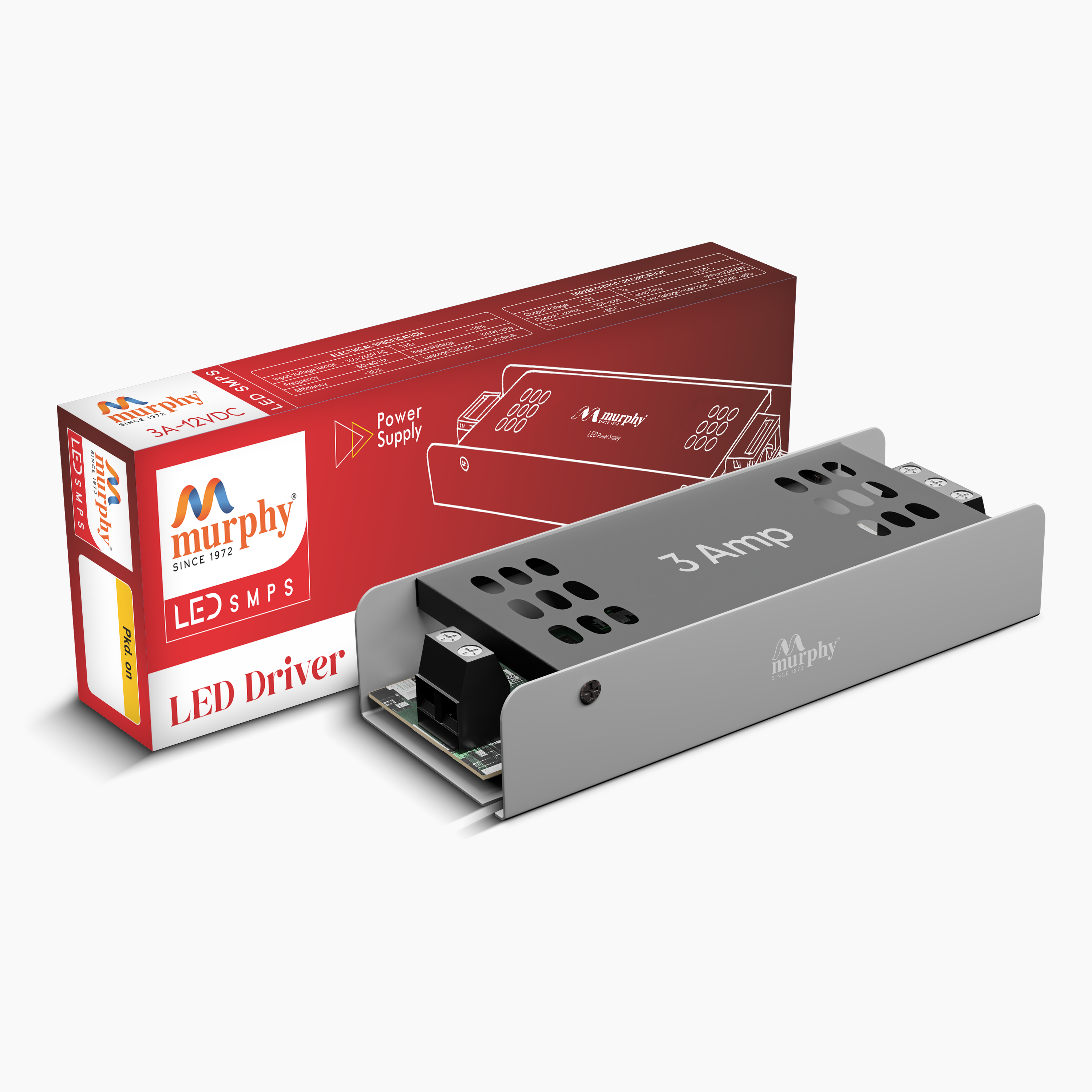 Murphy 3A LED Strip Driver – 12V, Non-Dimmable, Surge Protected ...