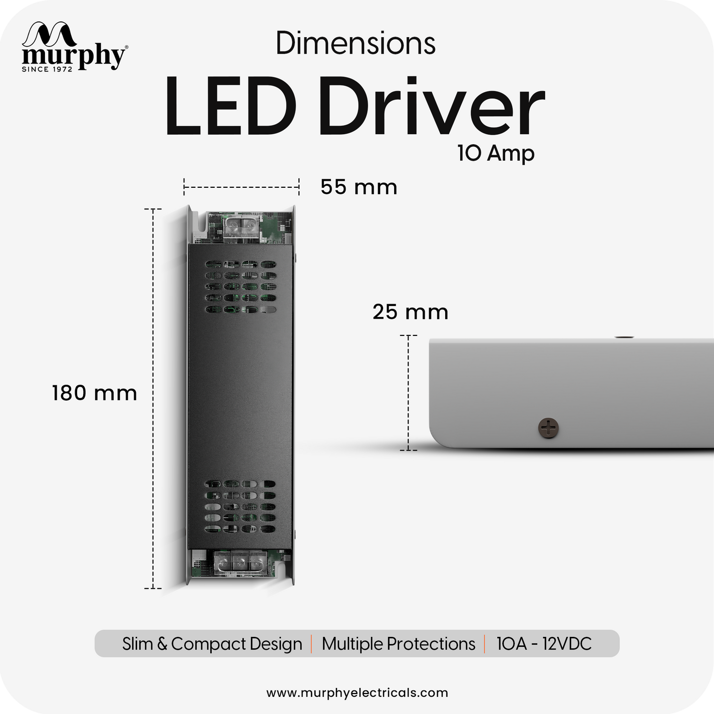 Murphy 10A 12V SMPS LED Driver | Indoor LED Strip Power Supply – Murphy ...