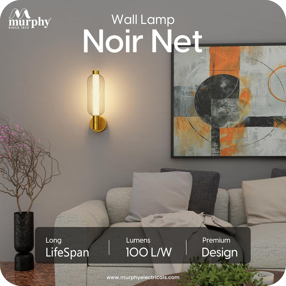 Murphy Noir Net Wall Lamp | Warm White LED Decorative Wall Light with ...